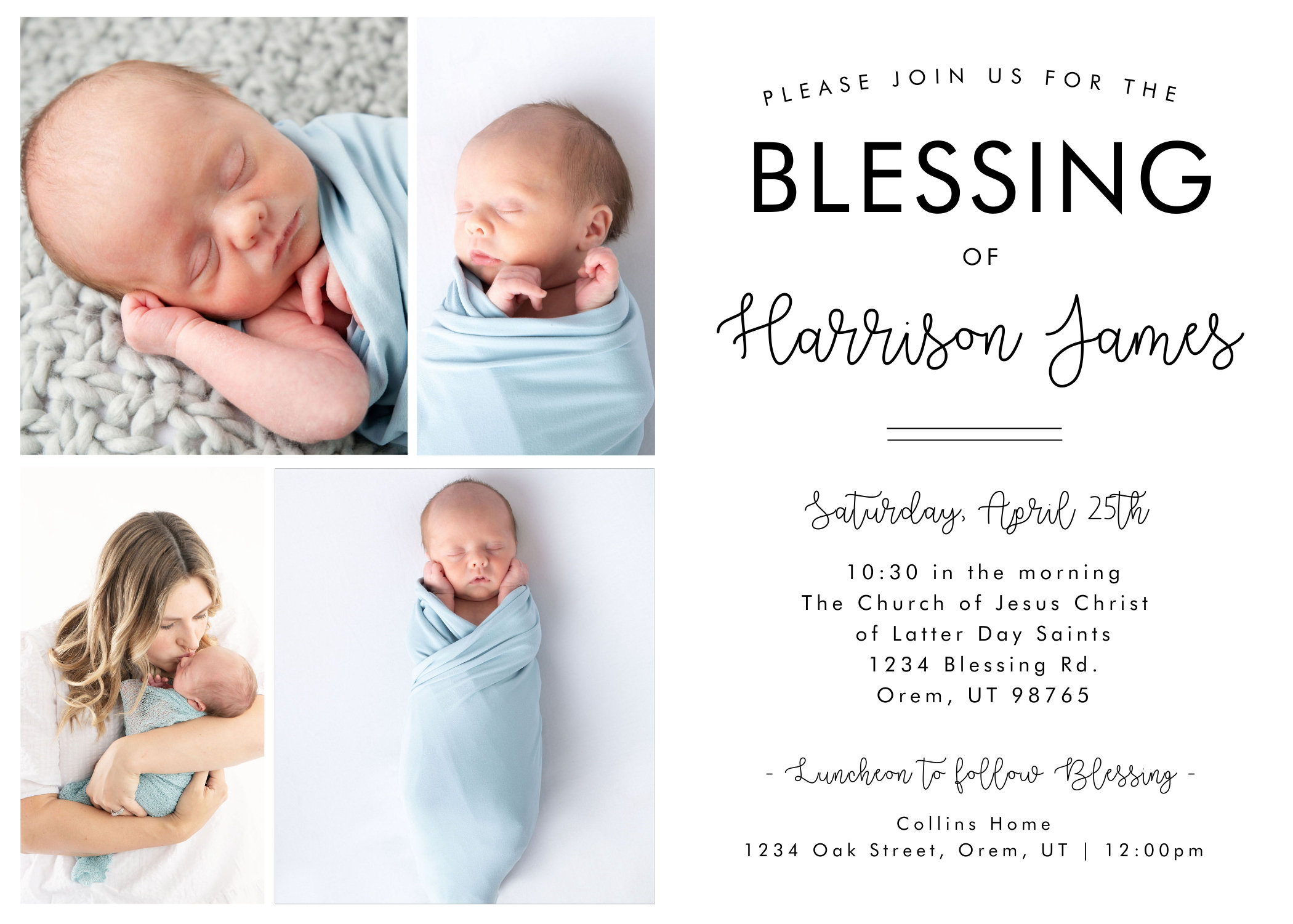 LDS Baby Blessing Invitation Boy | Blessing Invitation | Baptism Invite ...