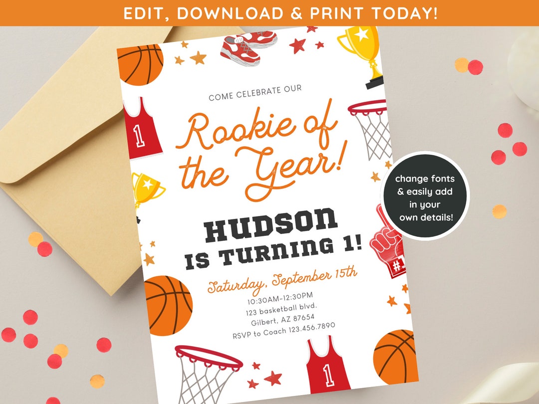 Basketball Birthday Invite | First Birthday Basketball Party | First ...
