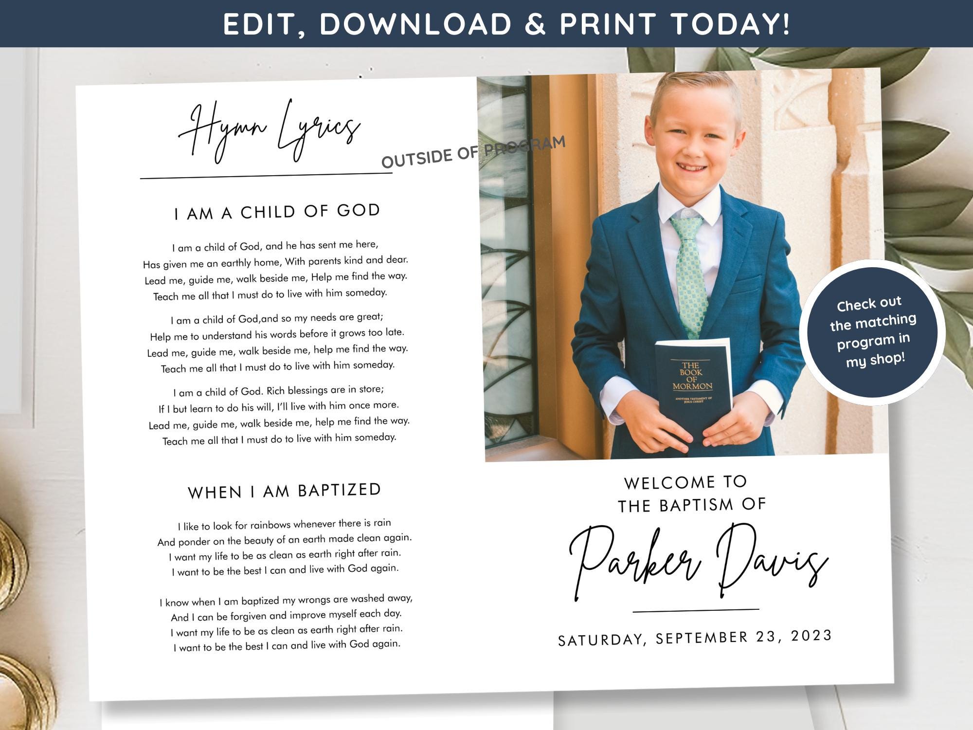 LDS Baptism Invitation Boy | Baptism Invitation Template | Editable ...