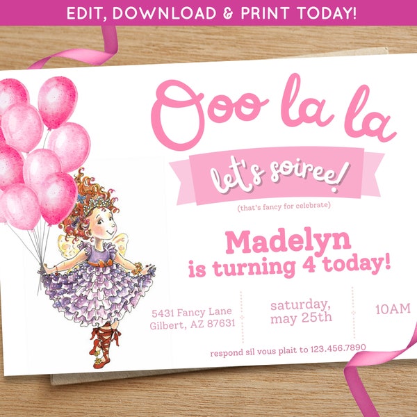 Fancy Nancy Birthday Invitation - Etsy