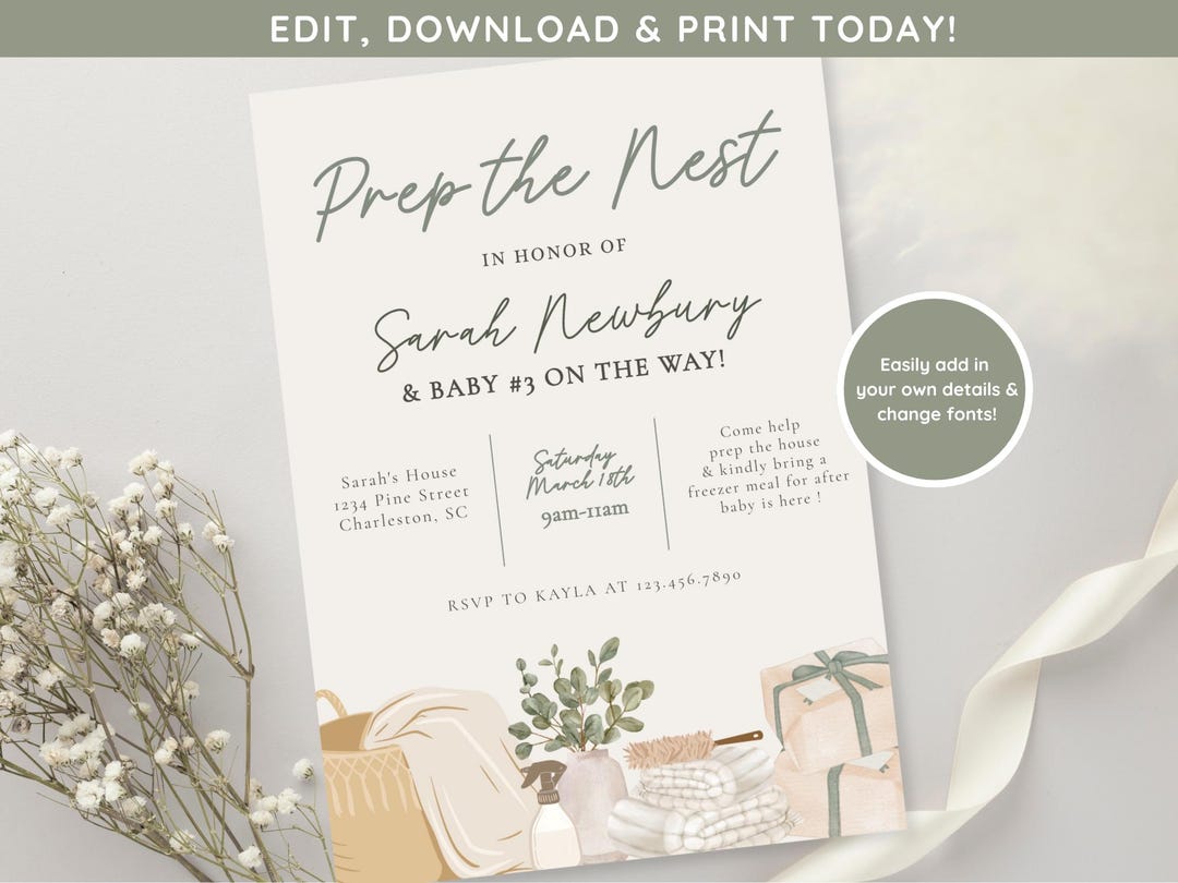 Nesting Party Invite | Prep the Nest Invite | Baby Boy Shower Invite ...