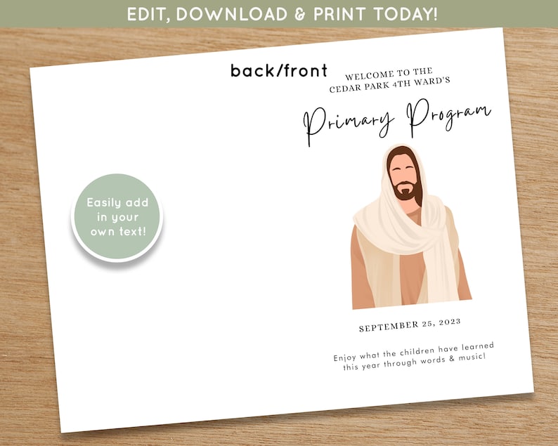 LDS Primary Program PROGRAM | Primary Presentation Program Template | Primary Presentation ...