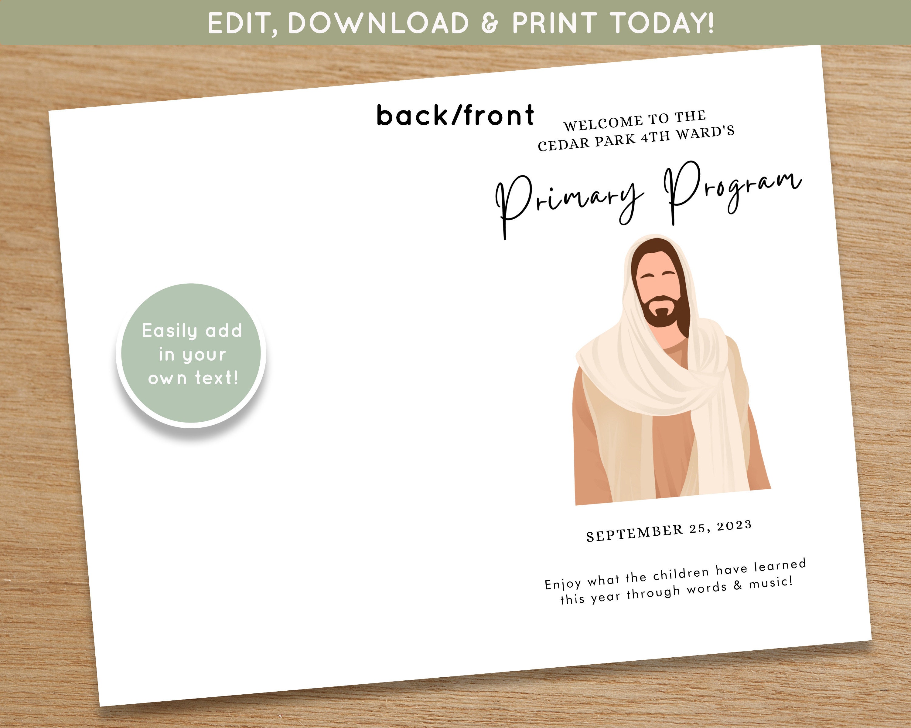 LDS Primary Program PROGRAM | Primary Presentation Program Template ...