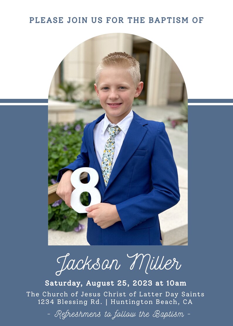 LDS Baptism Invitation Boy Baptism Invitation Template - Etsy