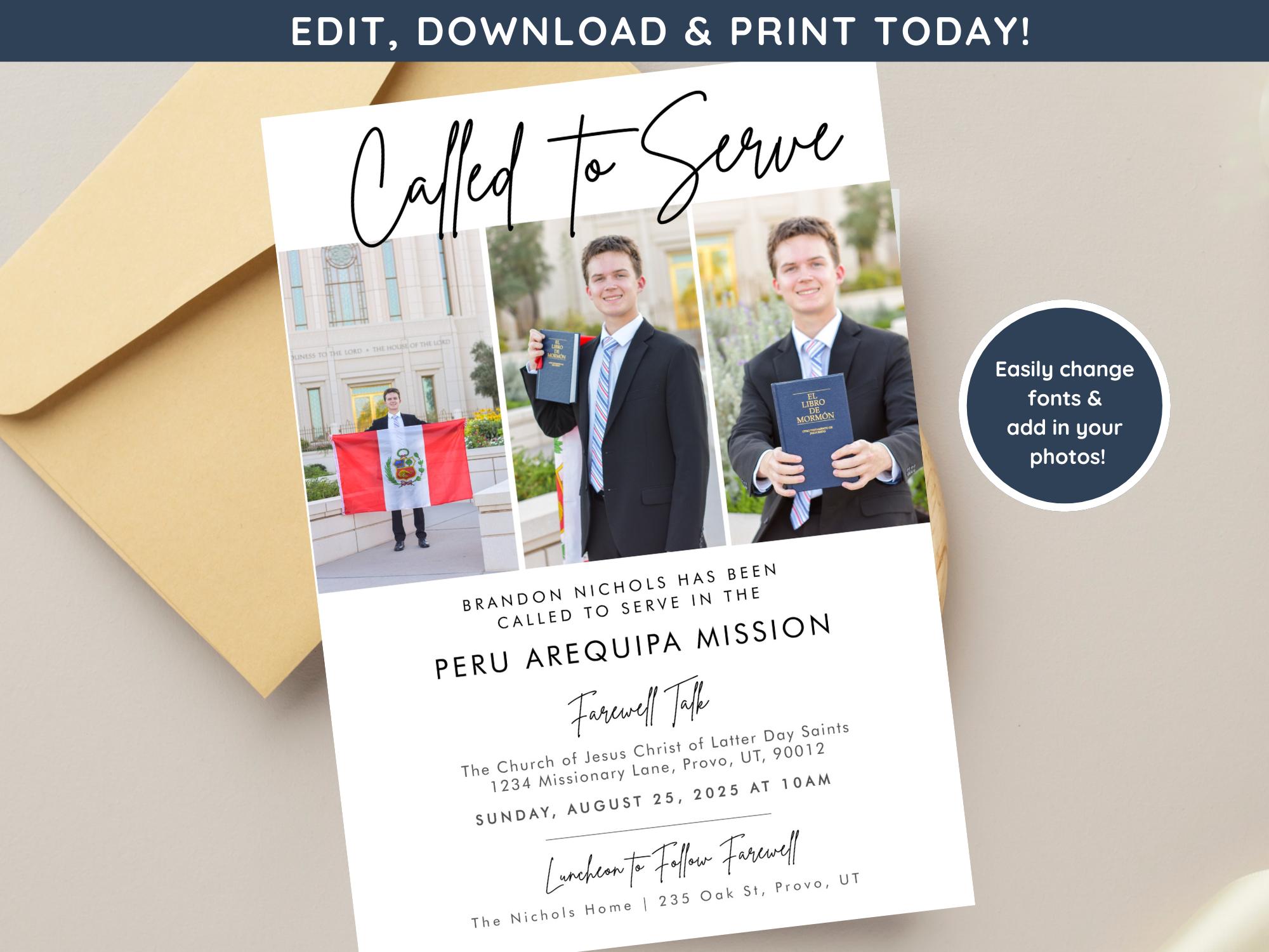 LDS Mission Farewell Invitation | Missionary Announcement | Editable ...