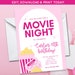 Girls Movie Night Birthday Invitation | Popcorn Kids Birthday ...