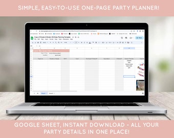 Digital Party Planner Spreadsheet, Google Sheets Birthday Party Planner ...