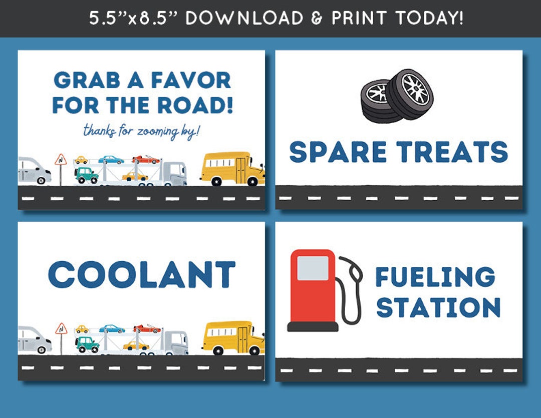 Car Birthday Party Sign Bundle | Honk Beep Vroom Race Car Birthday ...