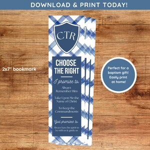 LDS Baptism CTR Bookmark | Choose the Right Bookmark Printable | Mormon Baptism Gift | LDS ...