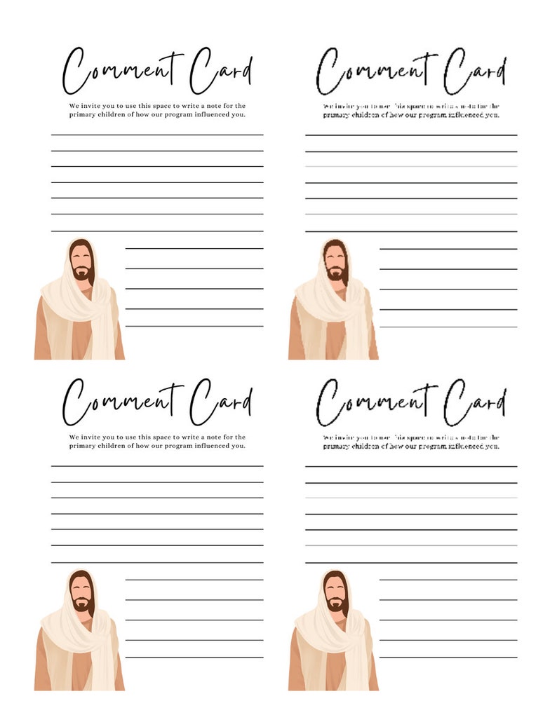 LDS Primary Program Comment Card Primary Program Template Primary ...