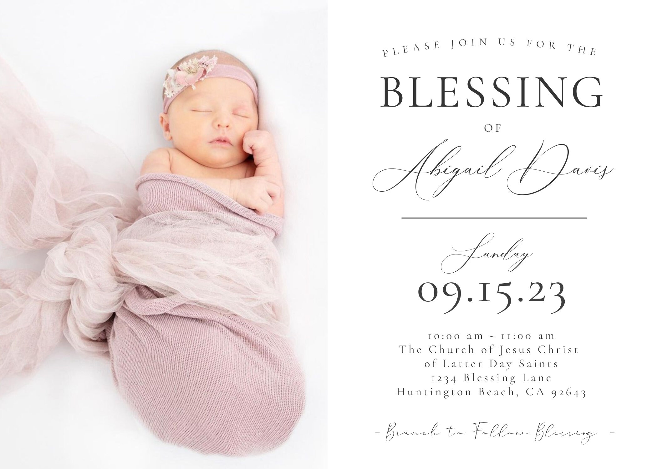 LDS Baby Blessing Invitation Girl | Blessing Invitation Template ...