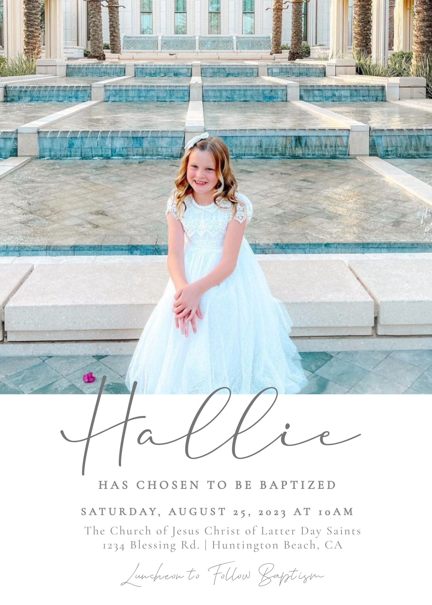 LDS Baptism Invitation Girl Baptism Invitation Template - Etsy