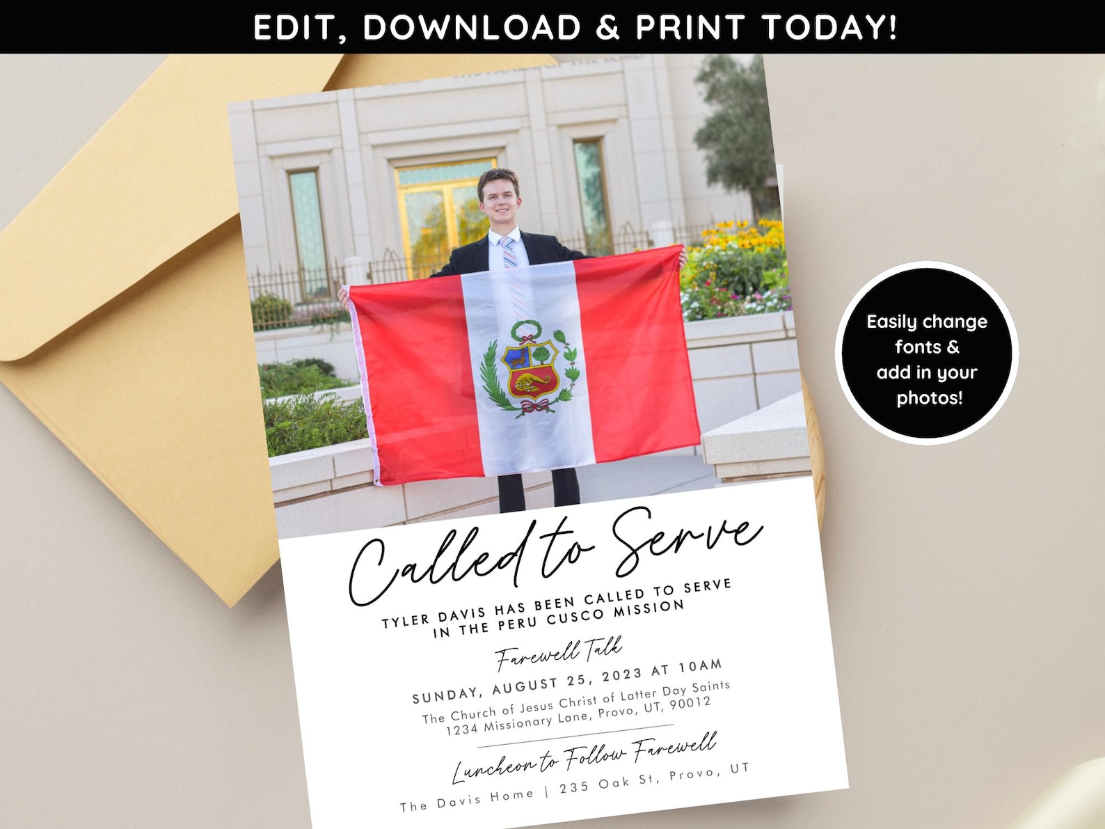 LDS Mission Farewell Invitation | Missionary Announcement | Editable ...