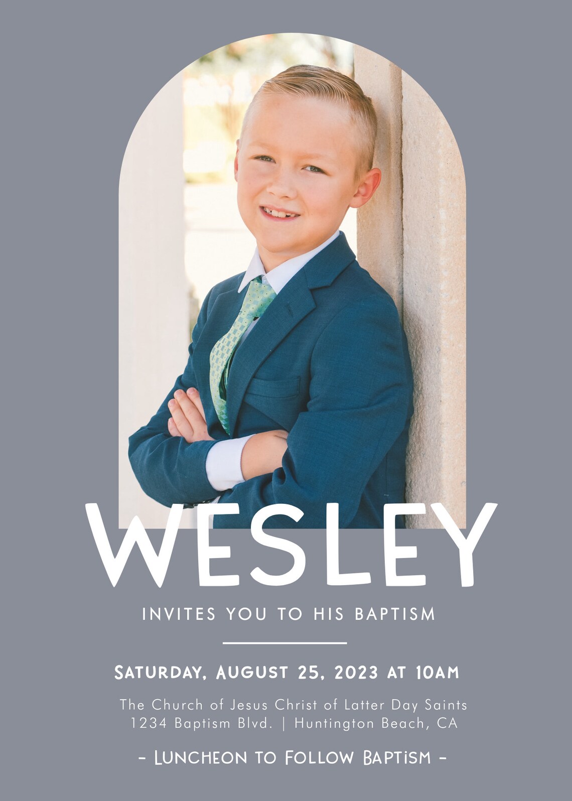 LDS Baptism Invitation Boy | Beige Baptism Invite | Minimal Baptism ...