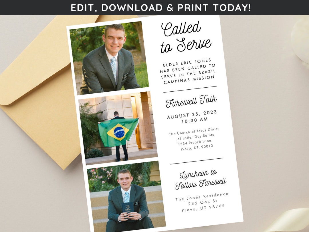 LDS Mission Farewell Invitation | Missionary Announcement | Editable ...