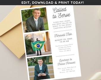 Printable LDS Missionary, Farewell Invitation, Called to Serve - Etsy