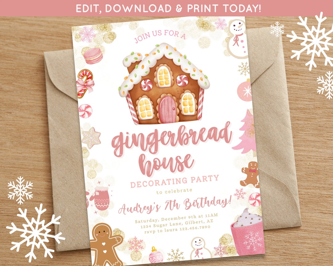 Gingerbread House Party Invite | Gingerbread Decorating Birthday Party ...
