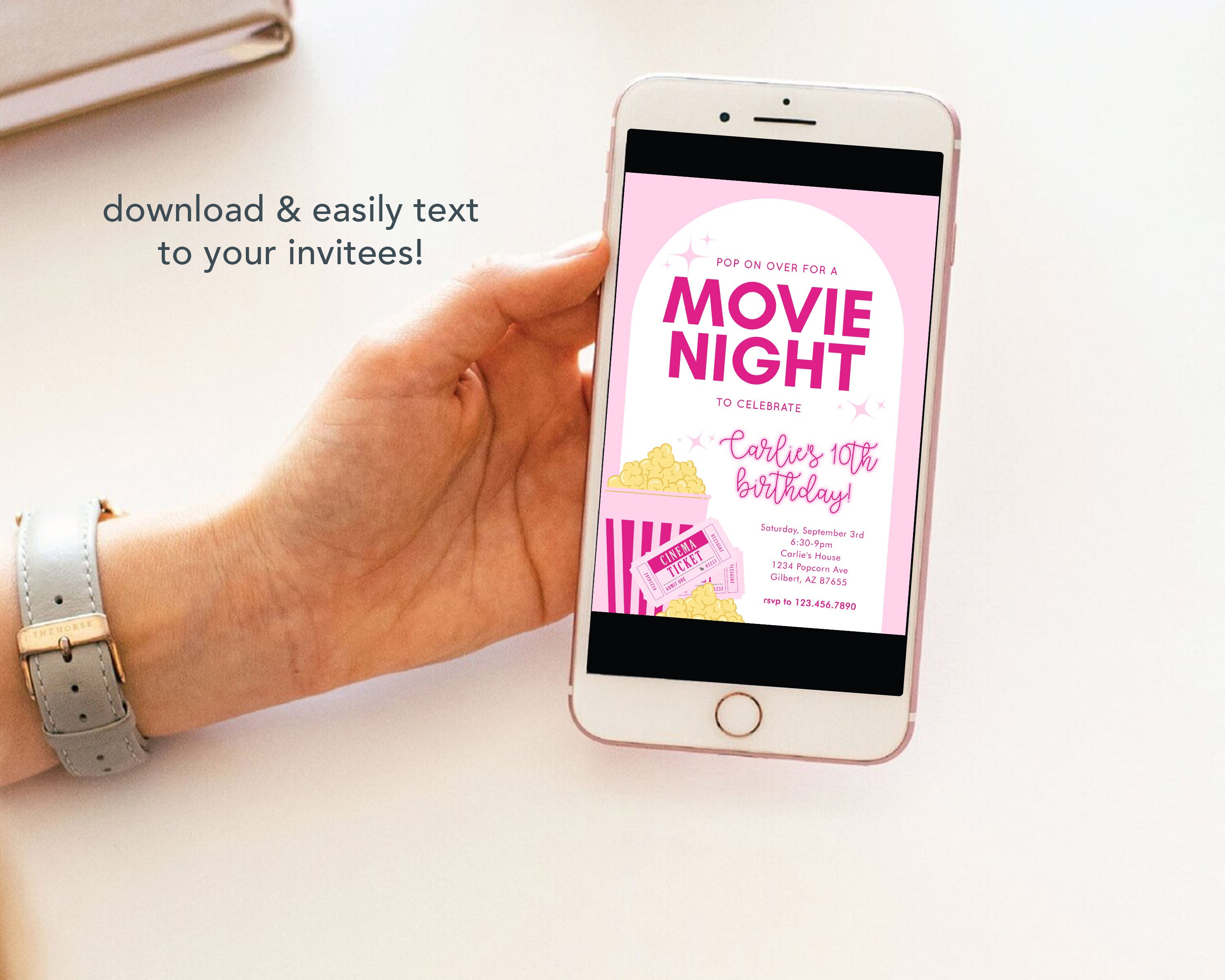 Girls Movie Night Birthday Invitation | Popcorn Kids Birthday ...