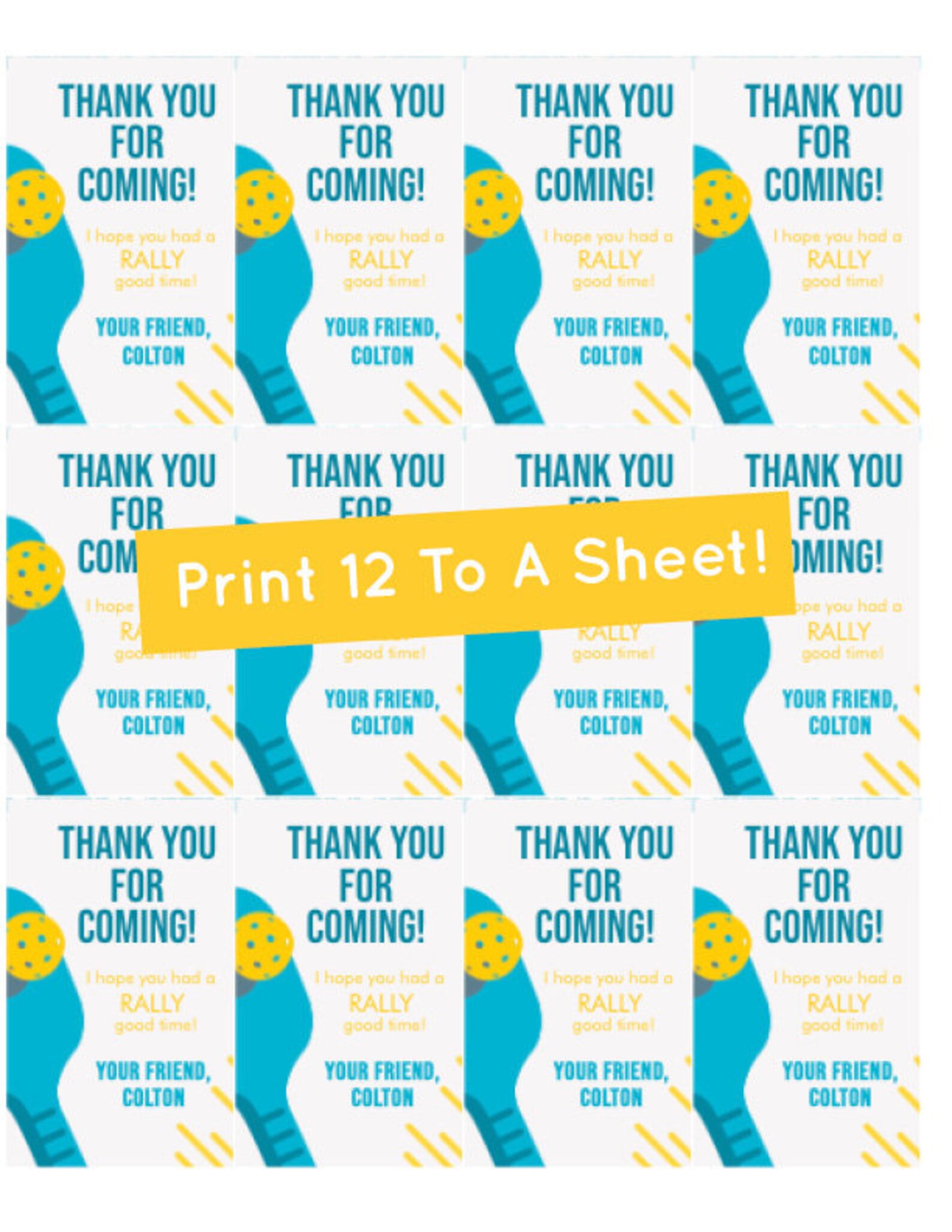 Pickleball Favor Tag | Pickleball Birthday Party Gift Tag | Boys ...