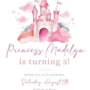 Princess Birthday Invite | Princess Party | Girls Third Birthday Party ...