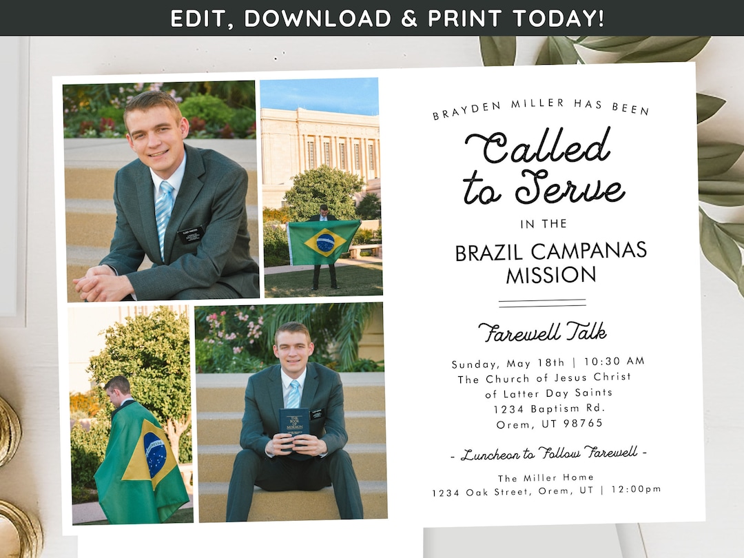 LDS Mission Farewell Invitation | Missionary Announcement | Editable ...