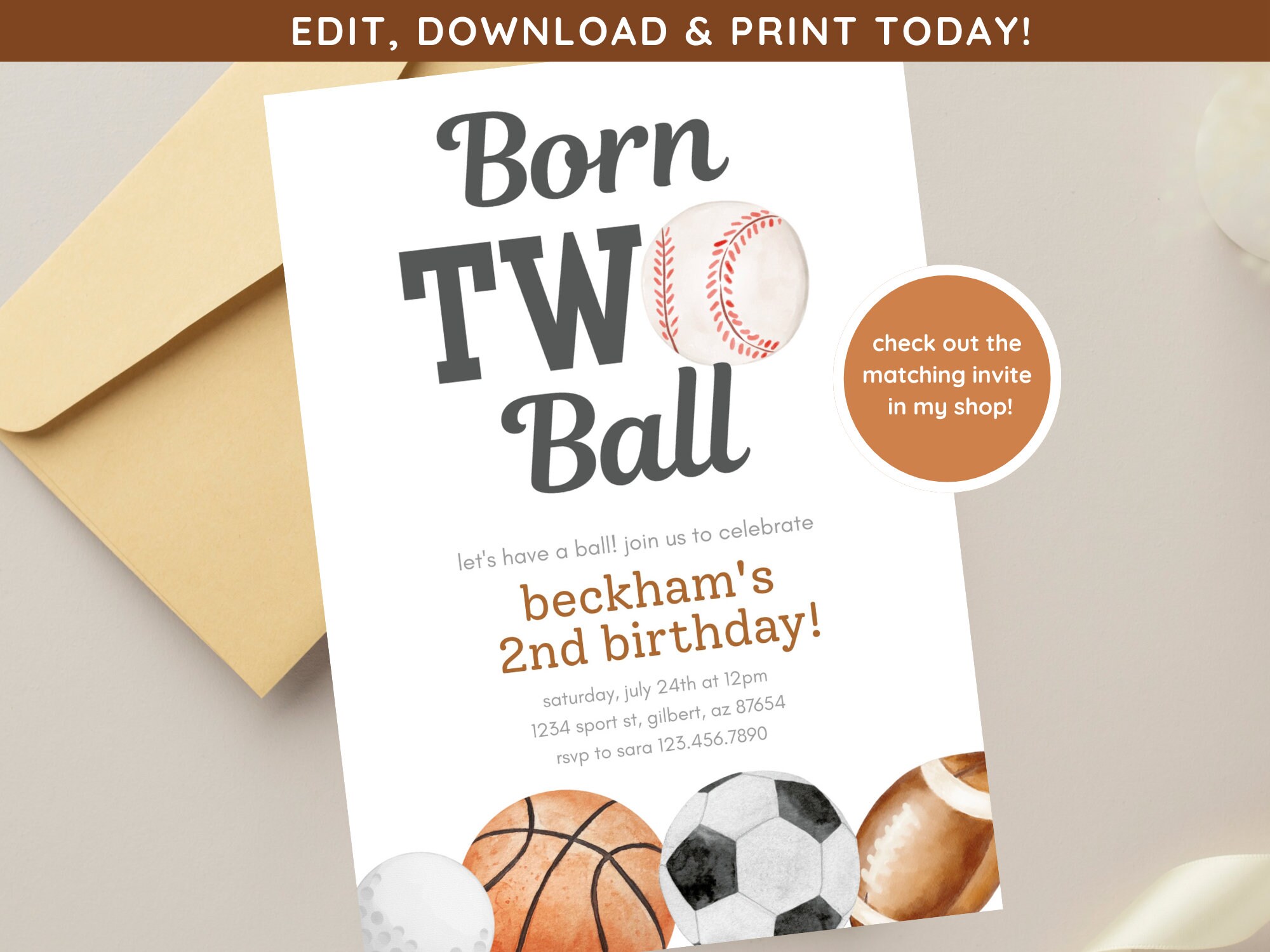 Born 2 Ball Favor Tag | Sports Birthday Party Gift Tag | Boys Ball ...
