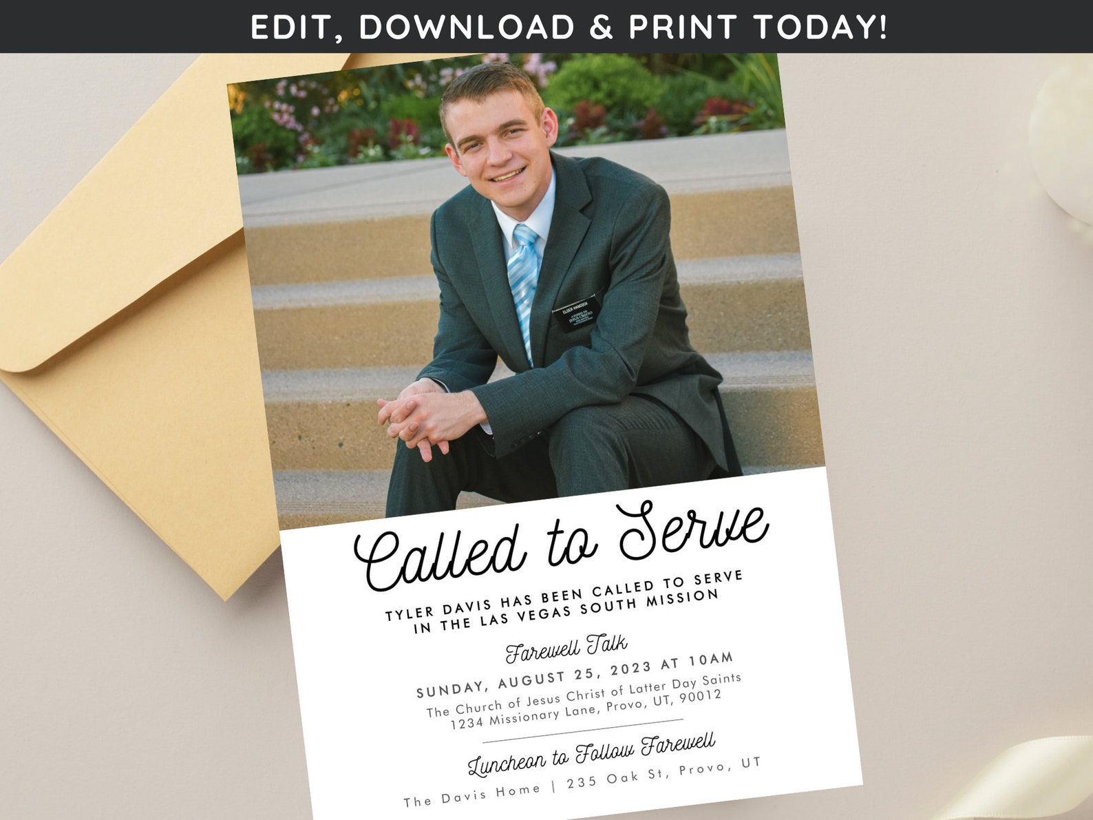 LDS Mission Farewell Invitation | Missionary Announcement | Editable ...