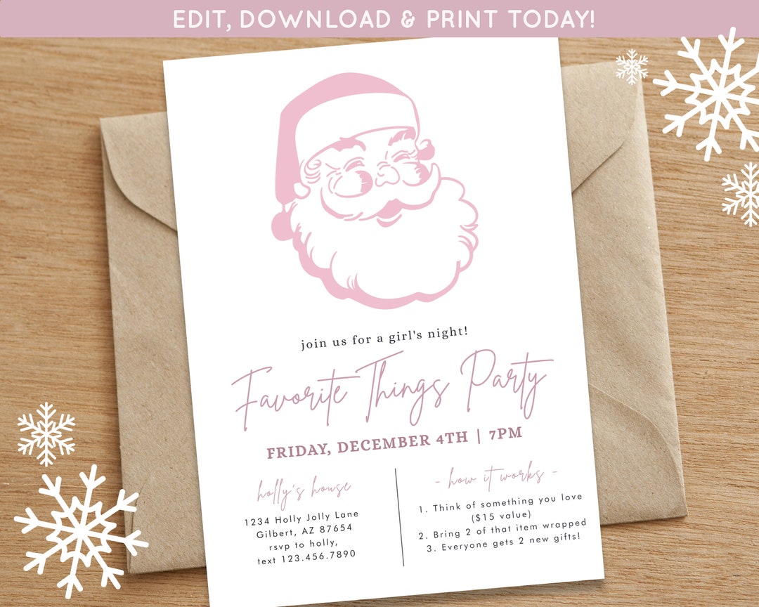 Holiday Girls Night Invite | Winter Favorite Things Party | Christmas ...