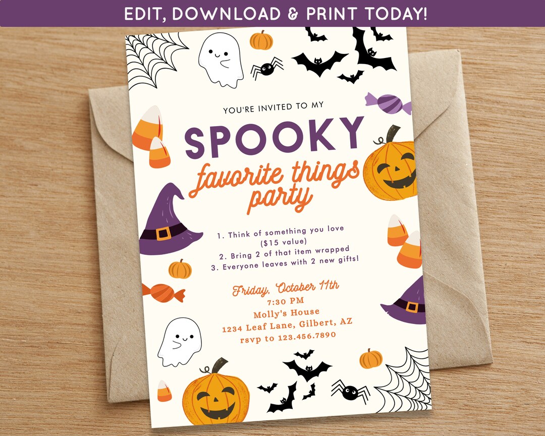 Fall Girls Night Invite | Halloween Favorite Things Party Invite ...