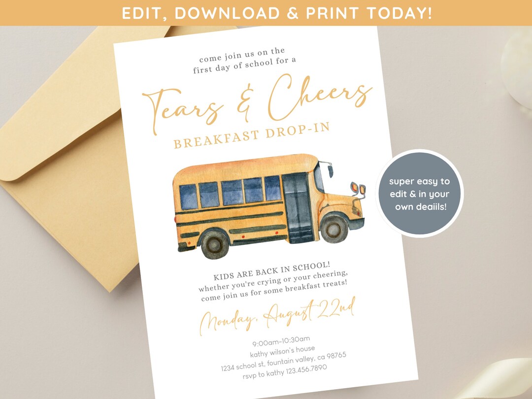 Back to School Invite | Tears & Cheers Party Invite Moms Brunch Invite ...