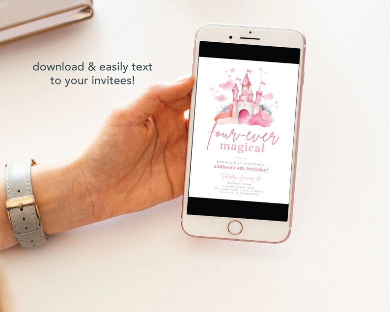 Four-ever Magical Birthday Invite | Princess Party | Girls Fourth ...