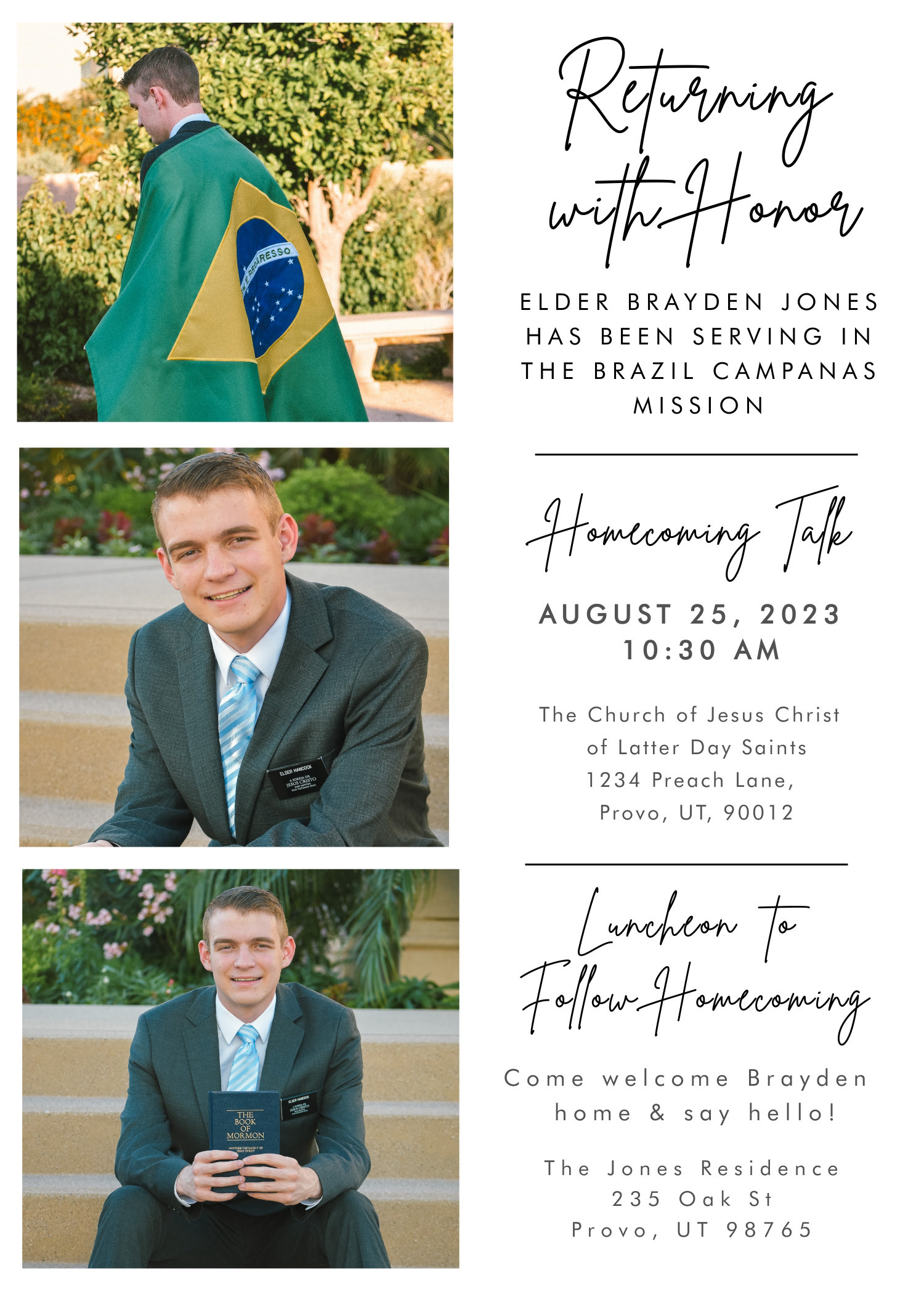 LDS Mission Farewell/homecoming Invitation | Elder Missionary ...