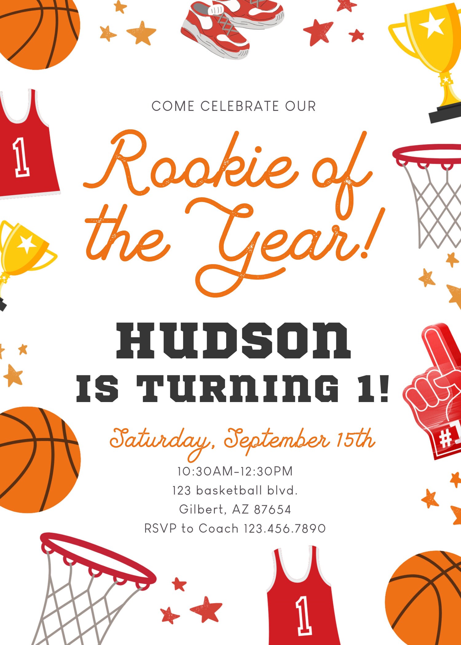 Basketball Birthday Invite | First Birthday Basketball Party | First ...
