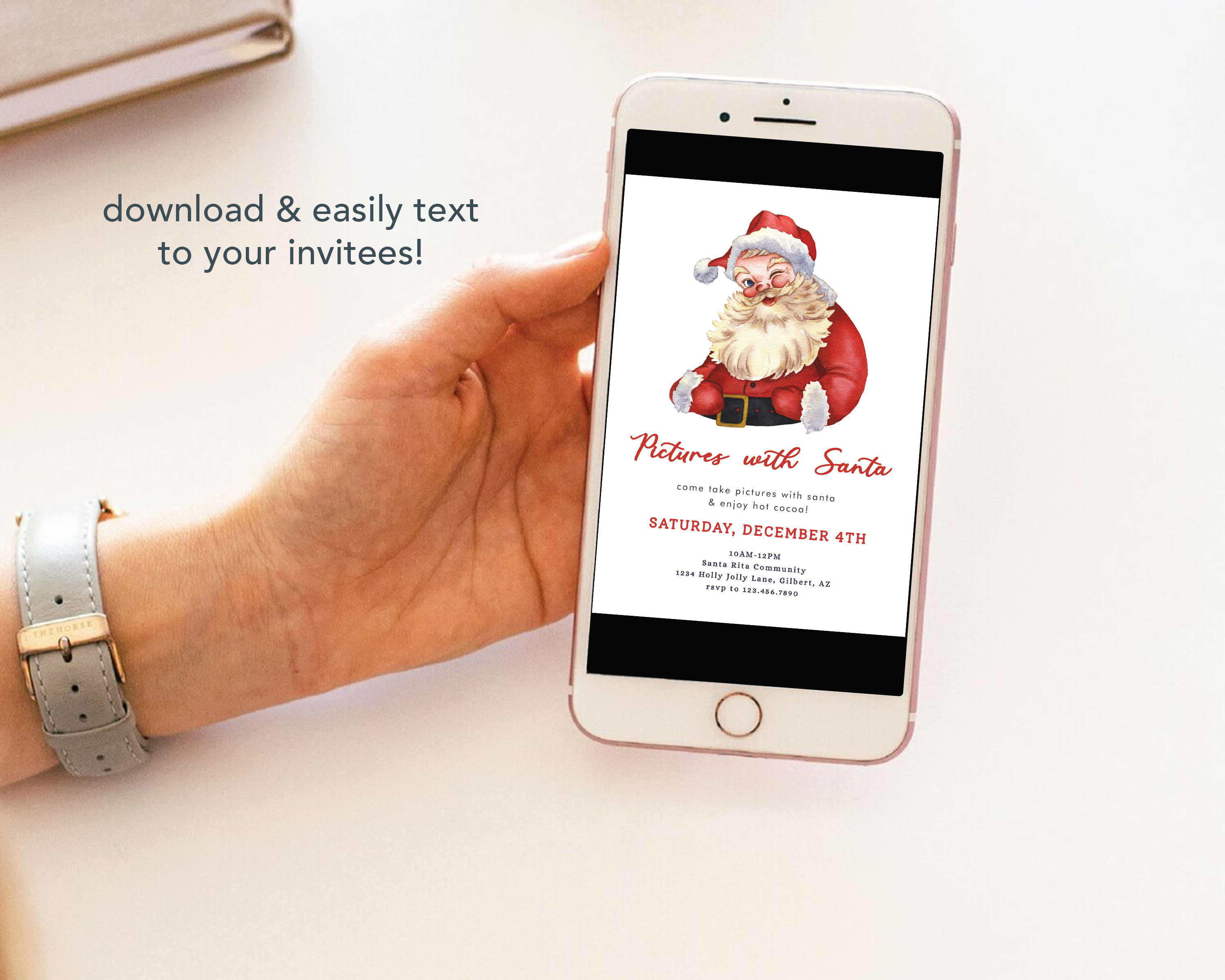 Pictures With Santa Invite | Photos With Santa Party | Christmas Party ...