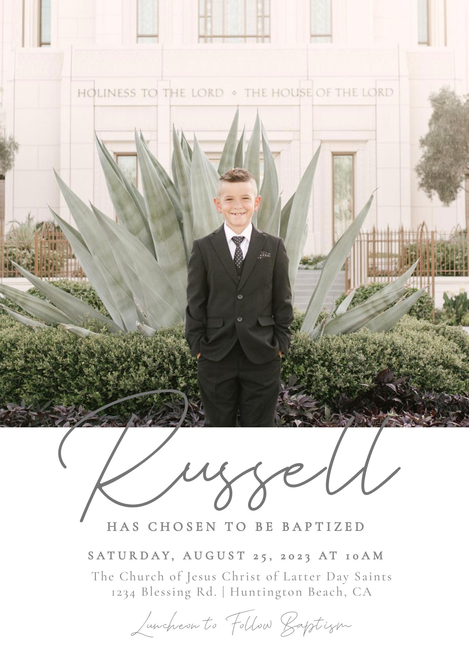 LDS Baptism Invitation Boy Baptism Invitation Template Editable Baptism ...