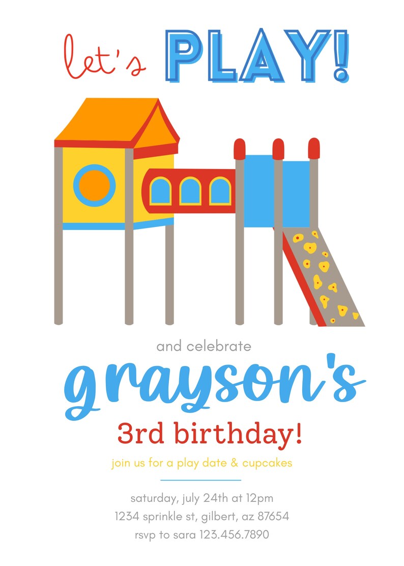 Playdate Park Birthday Invite | Let's Play Party | Boys Birthday Party ...