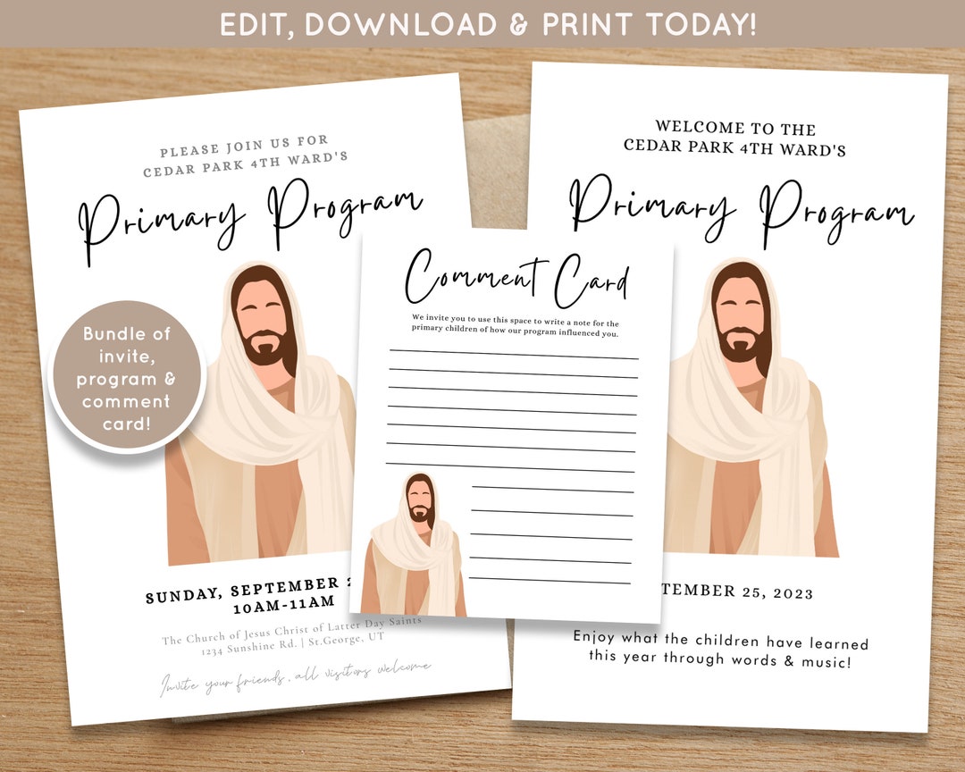 LDS Primary Program Invitation Bundle With Comment Card, Invite ...