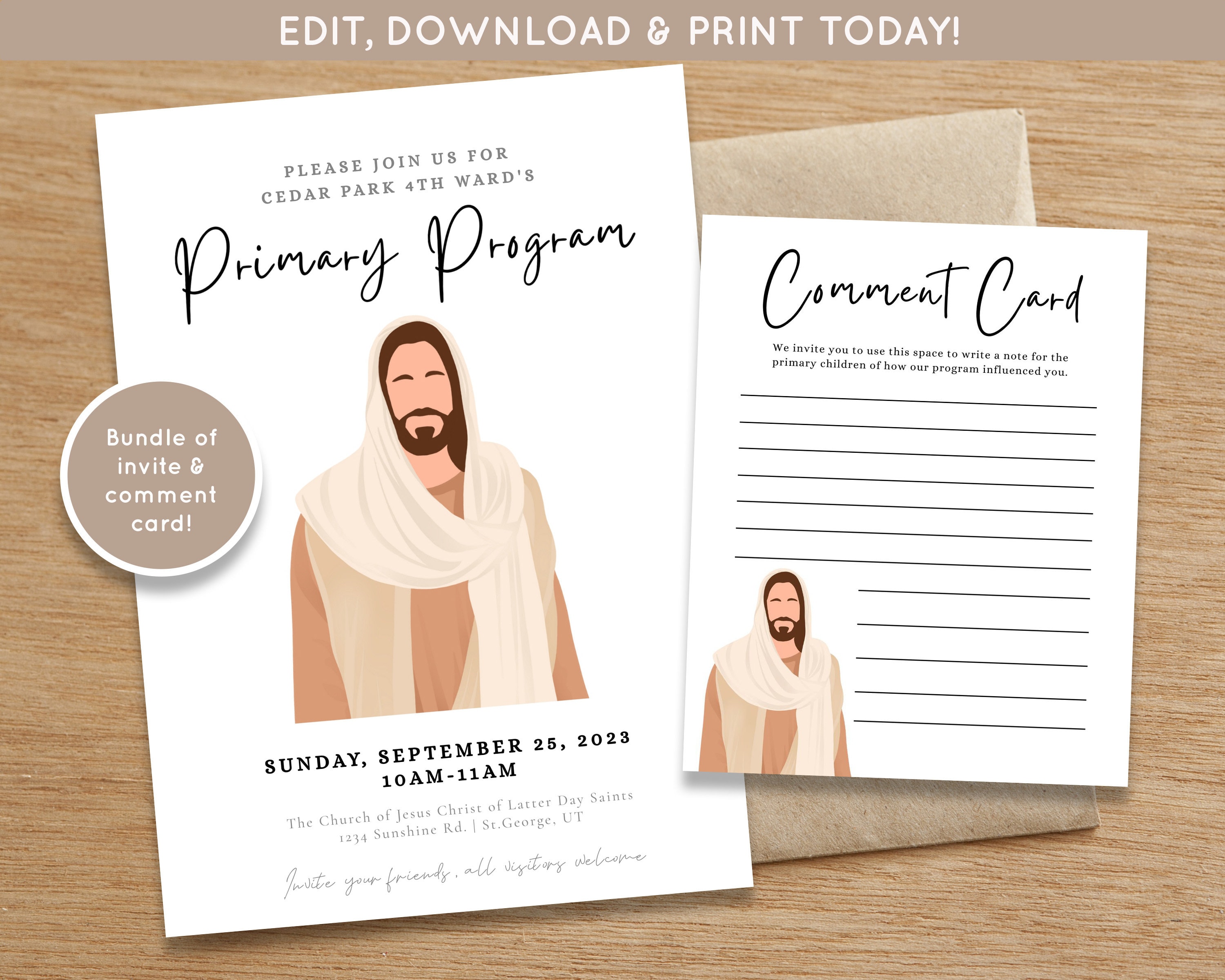 LDS Primary Program Invitation Bundle With Comment Card | Primary ...