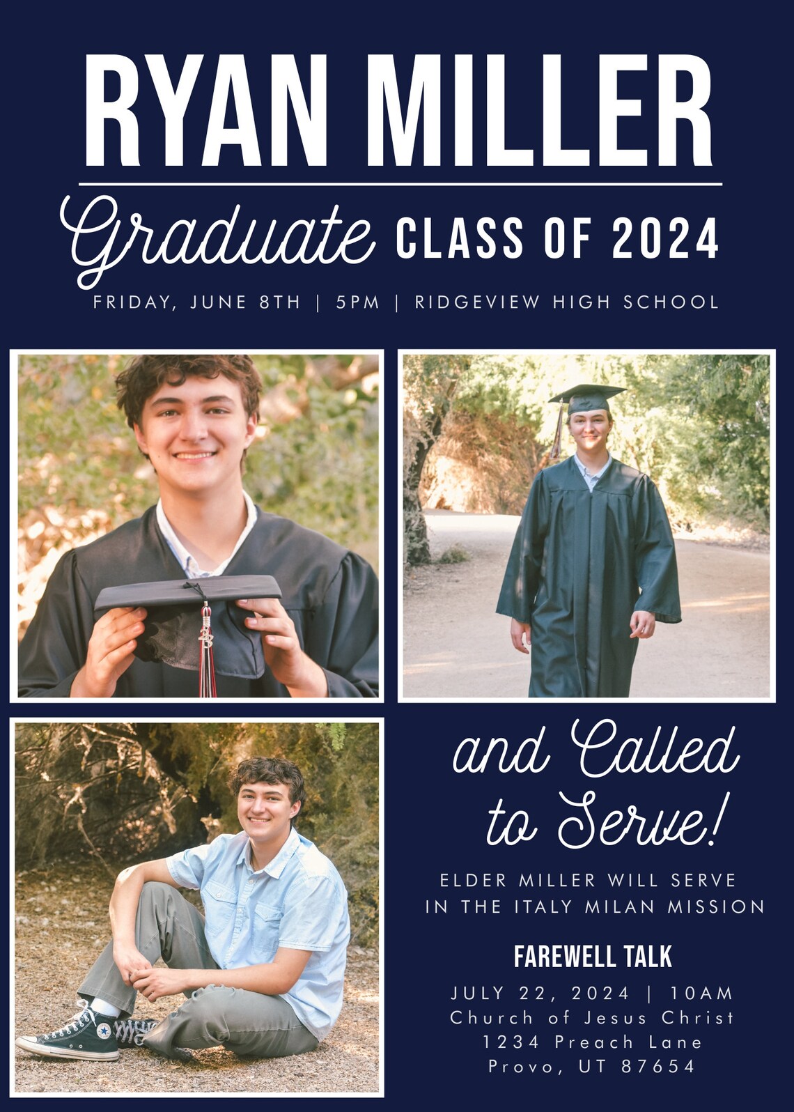 Graduation and Mission Combo Announcement LDS Mission Farewell Invitate ...