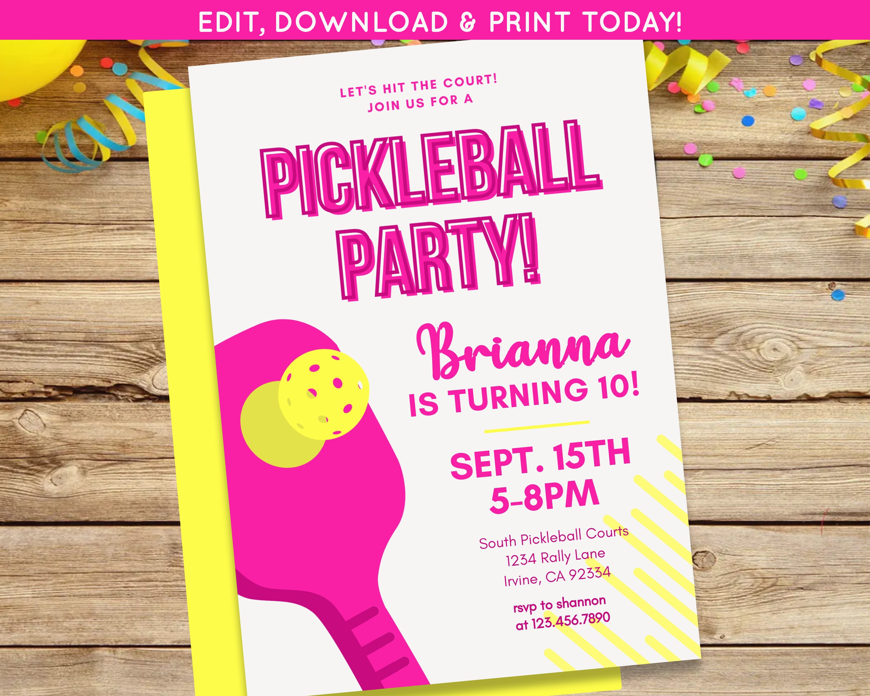 Pickleball Invite | Pickleball Birthday Party Invite | Girls Pickleball ...