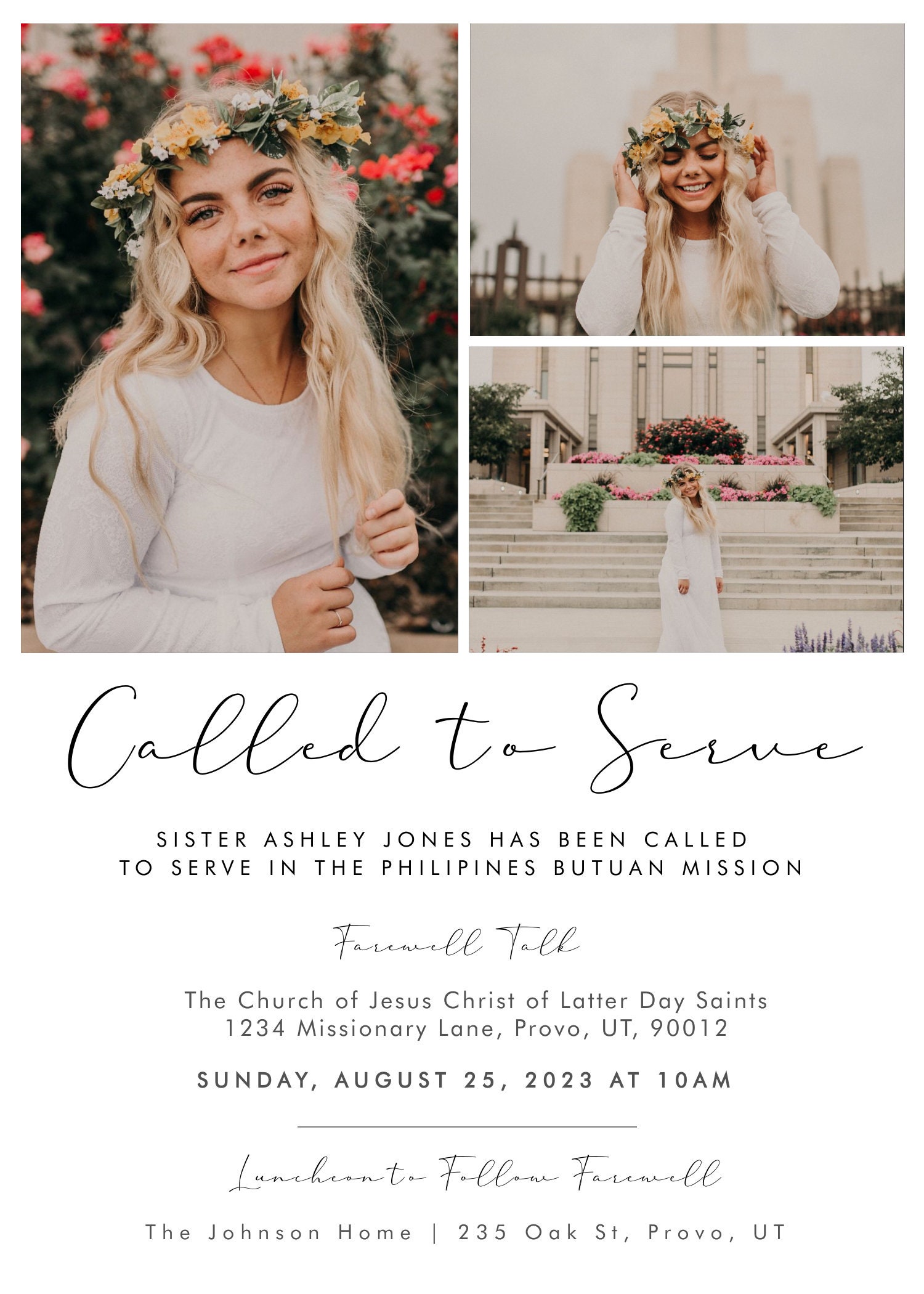 LDS Mission Farewell Invitation | Sister Missionary Announcement ...