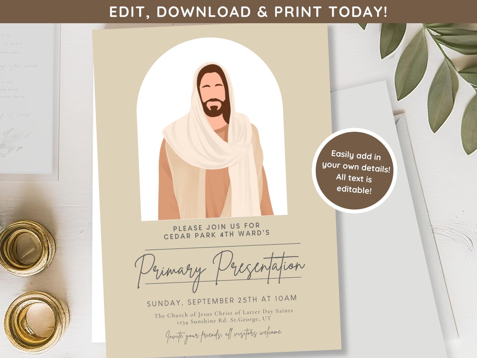 LDS Primary Program Invitation | Primary Presentation Template | Primary Presentation Editable ...