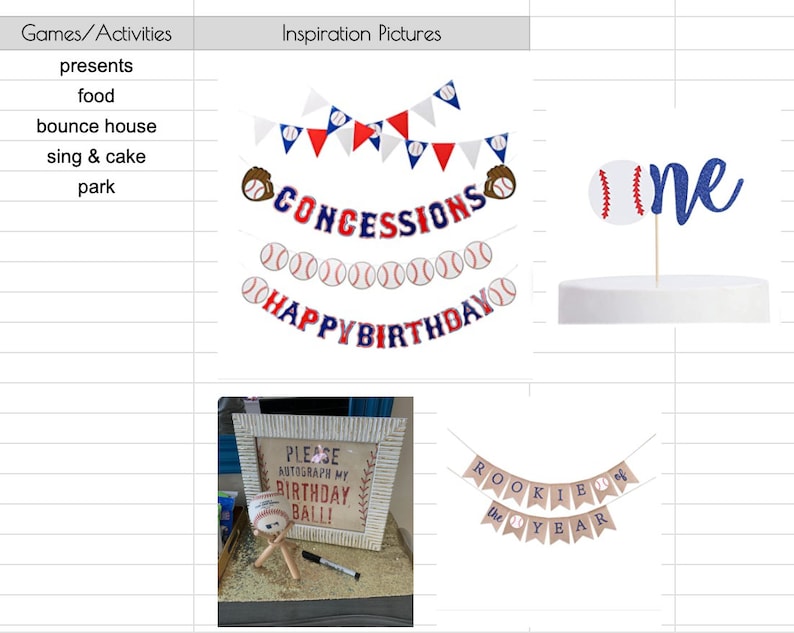 Digital Party Planner Spreadsheet Google Sheets Birthday - Etsy