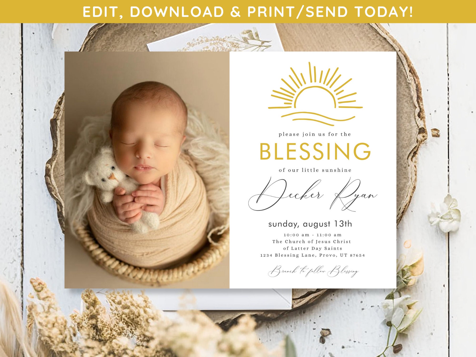 LDS Baby Blessing Invitation Boy | Christening Invitation Template ...
