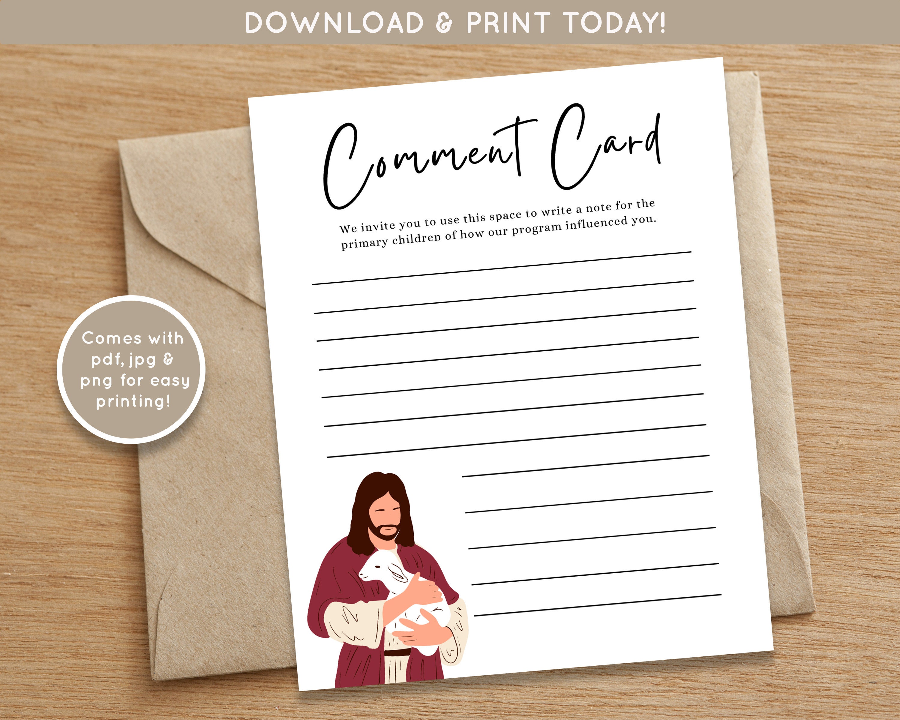 LDS Primary Program Comment Card | Primary Program Template | Primary ...