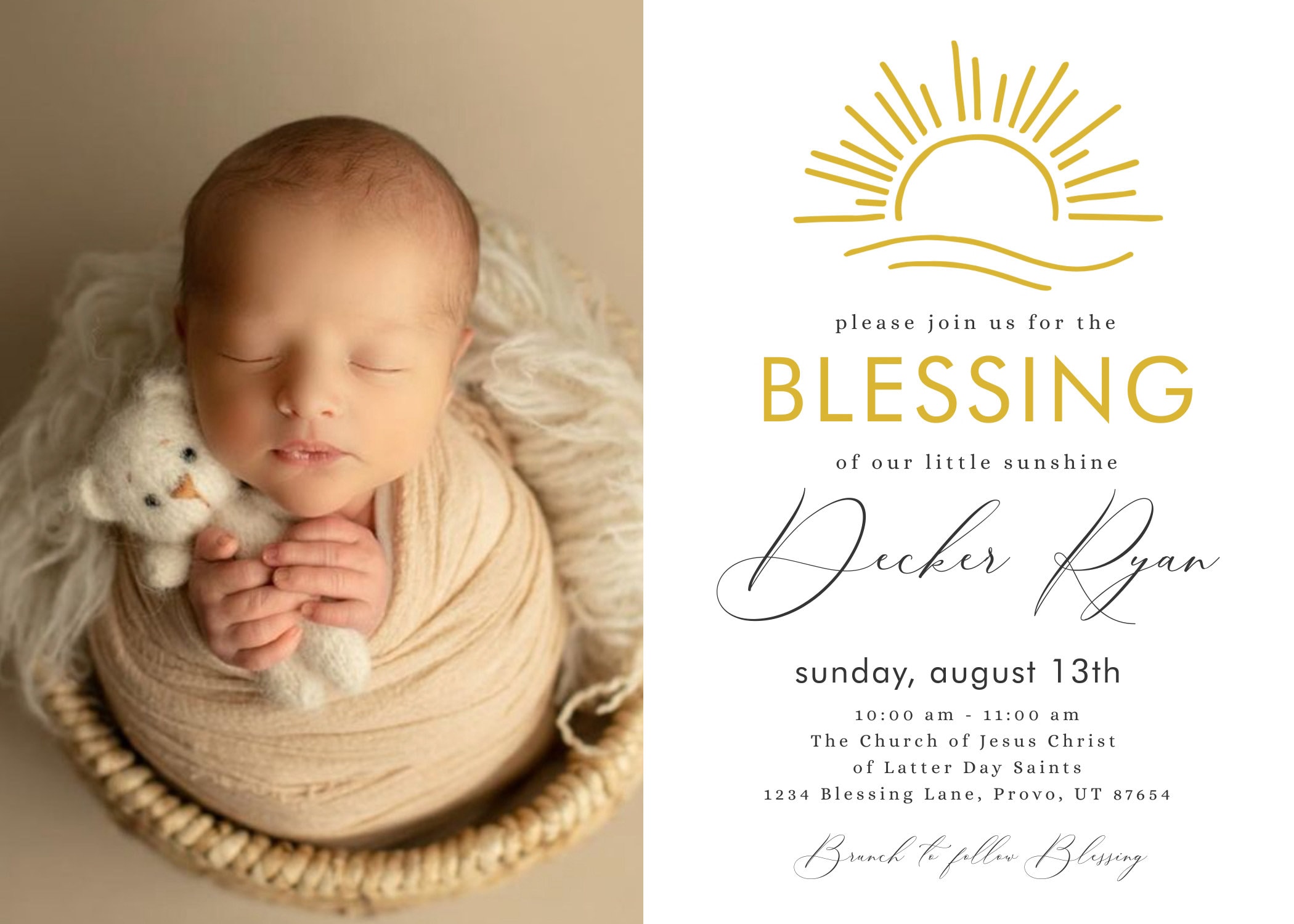 LDS Baby Blessing Invitation Boy | Christening Invitation Template ...