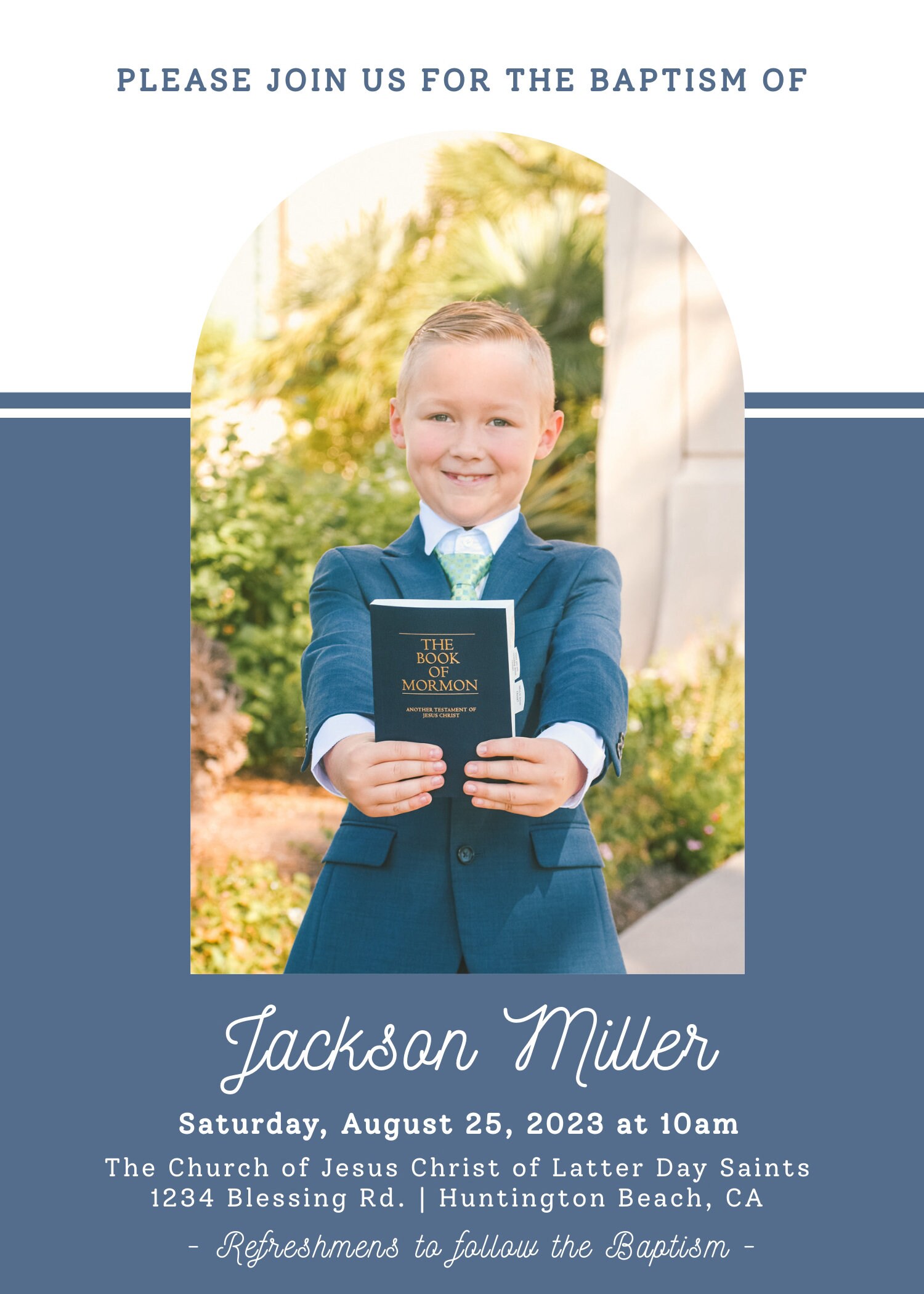 LDS Baptism Invitation Boy Baptism Invitation Template Editable Baptism ...
