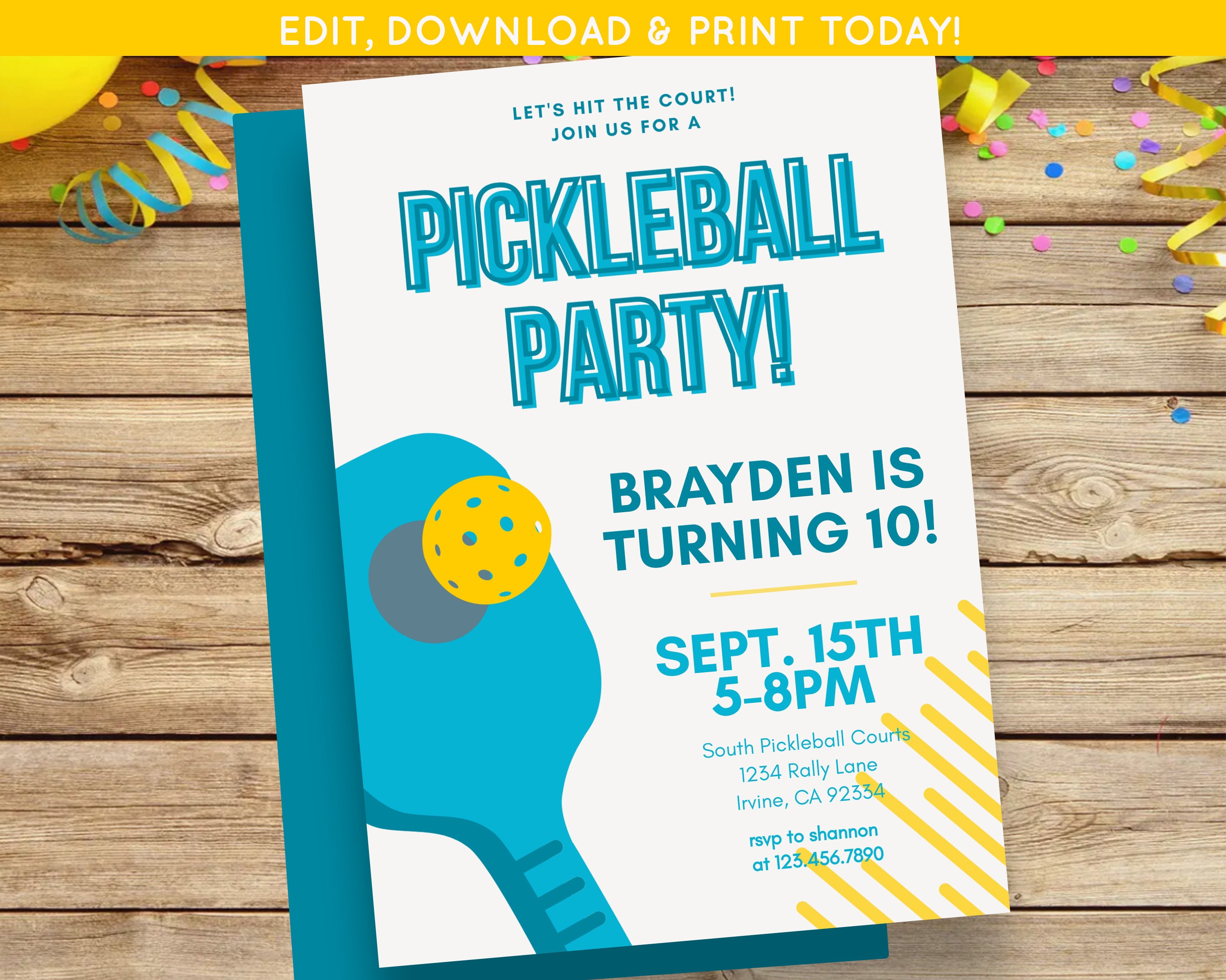 Pickleball Invite | Pickleball Birthday Party Invite | Boys Birthday ...