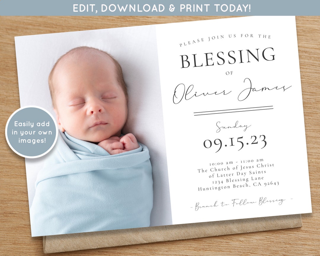 LDS Baby Blessing Invitation Boy | Blessing Invitation Template ...