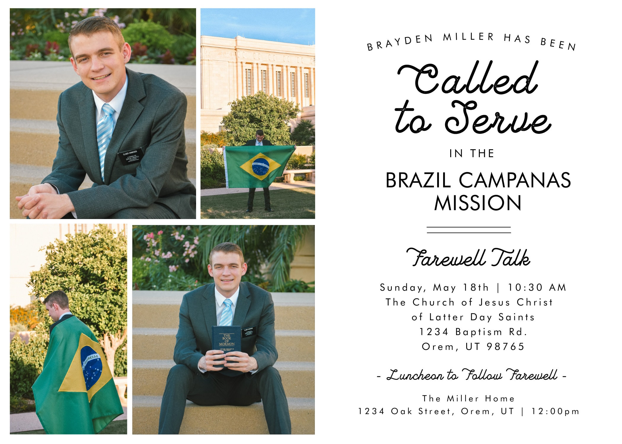 LDS Mission Farewell Invitation Missionary Announcement Editable ...